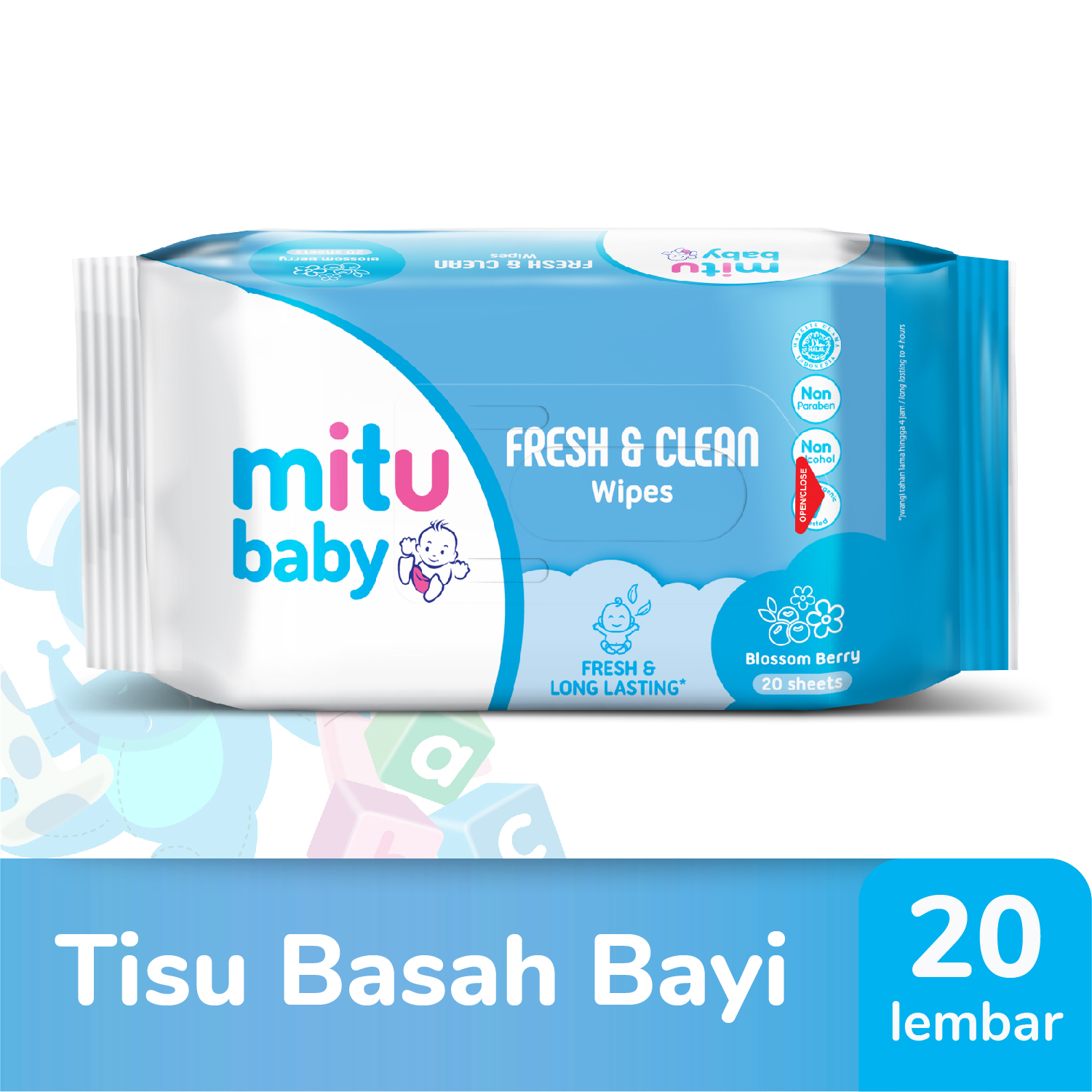 Promo Mitu Baby Fresh & Clean Wipes Blossom Berry Tisu Basah Bayi [20 ...