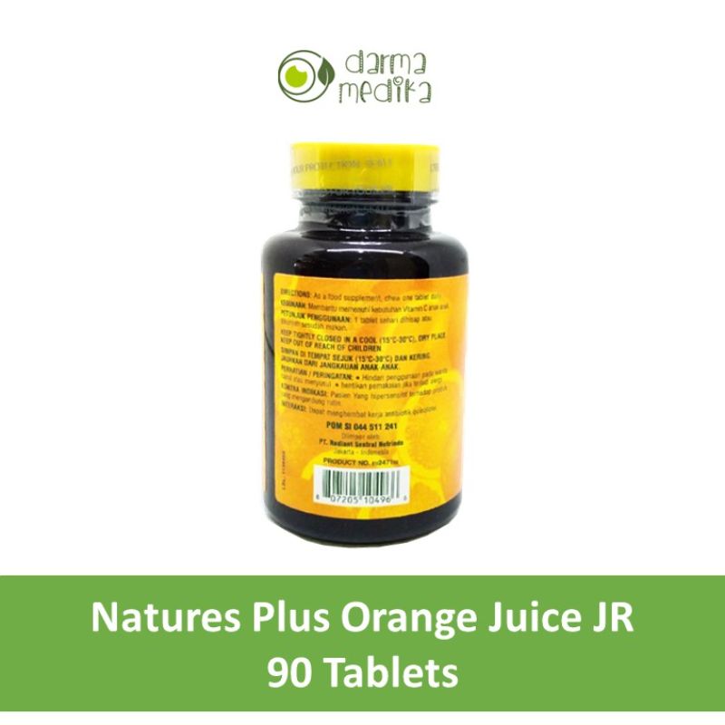 Jual Nature's Plus Orange Juice Jr 100 Mg Multivitamin [90 Tablet] Di ...