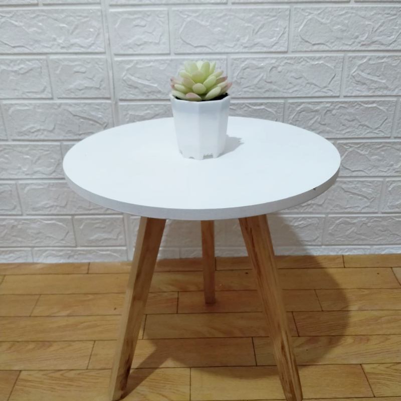 Jual Round Table Putih 35 Cm - Meja Bundar Minimalis Meja Kayu Di ...
