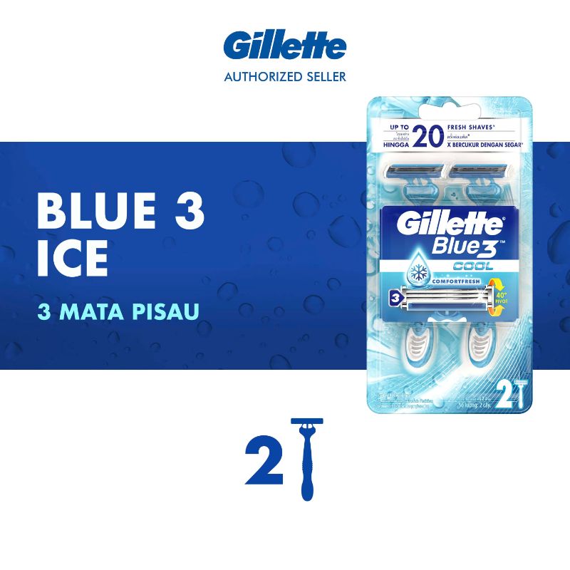 Promo Gillette Pisau Cukur Blue 3 Ice [Isi 2] - - Diskon 17% di Seller ...