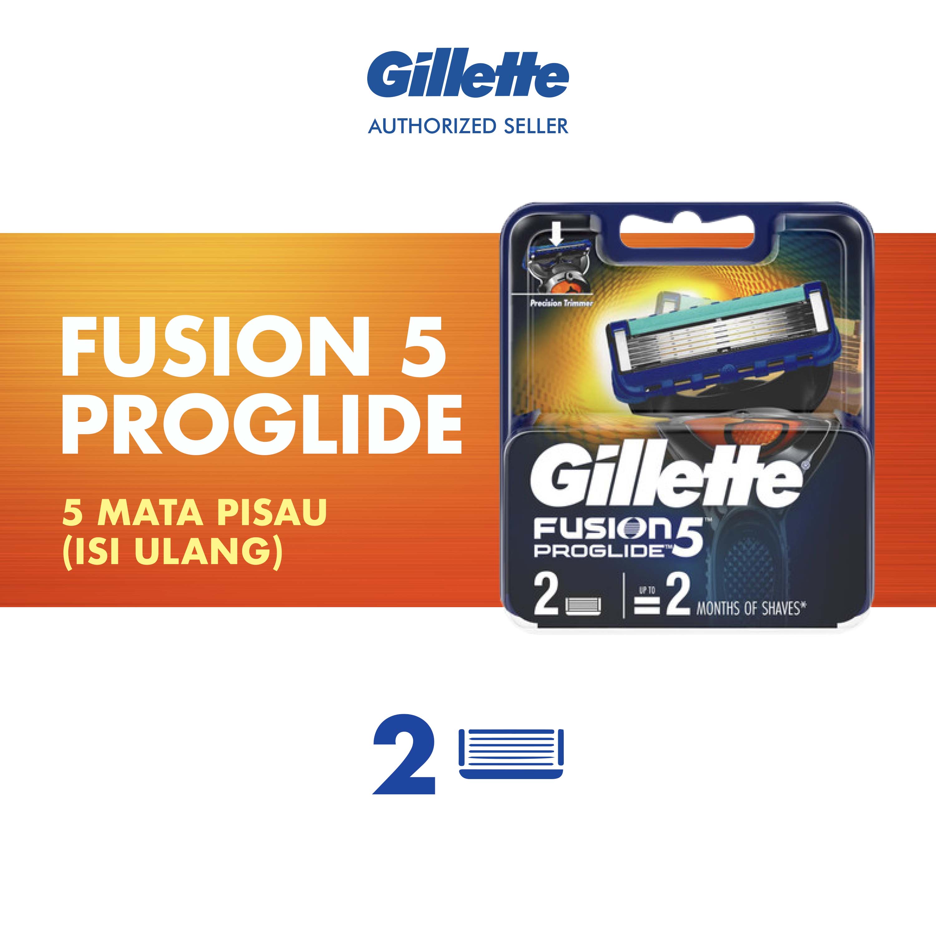 Promo Gillette Isi Ulang Fusion Proglide Pisau Cukur [2 pcs] Diskon 5% ...
