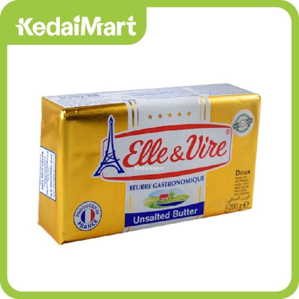 Jual Butter Packets Unsalted Elle & Vire 200 Gram/ Mentega Tawar ...