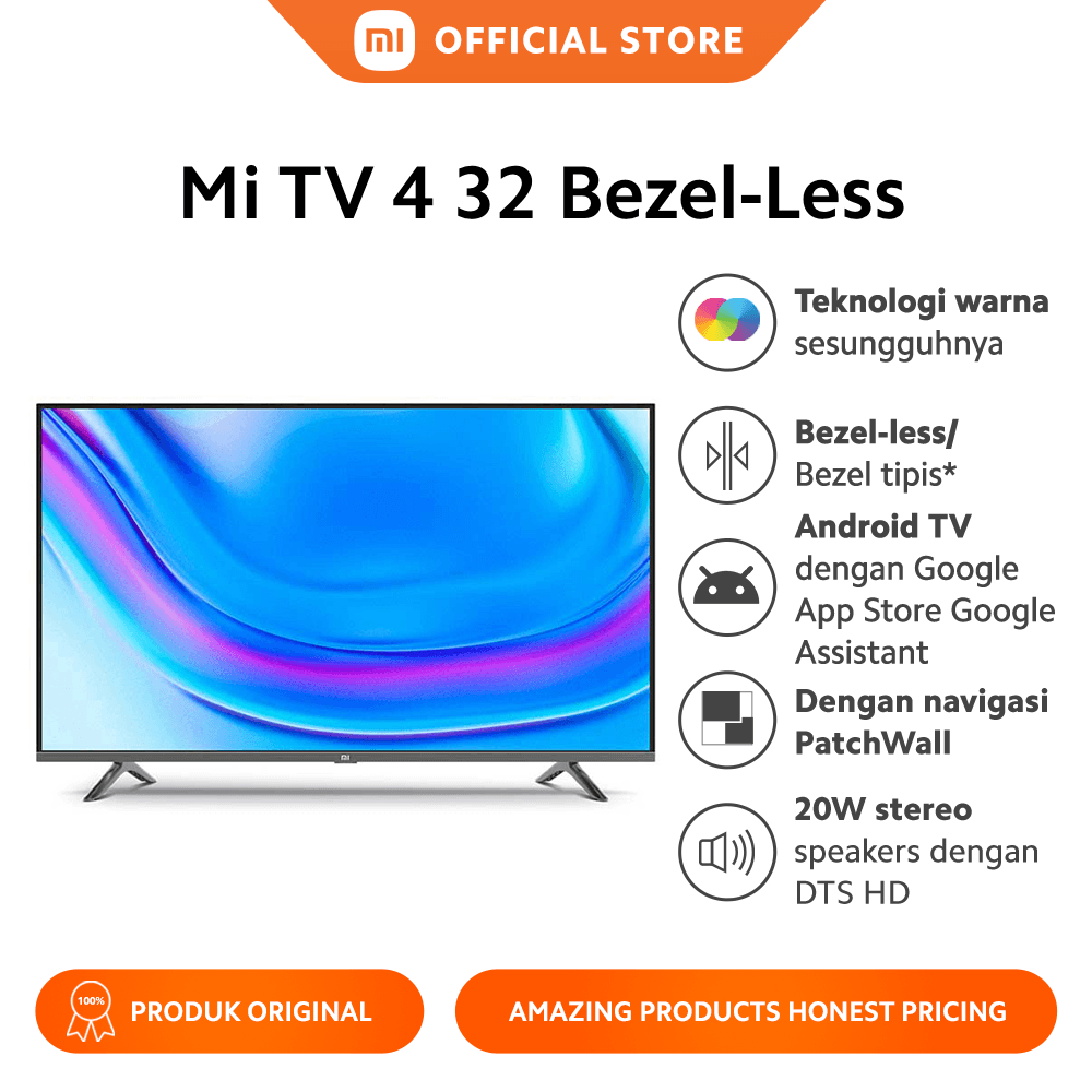Jual Xiaomi Mi Tv 4 32 Bezel-less Smart Tv - Android Tv Google ...