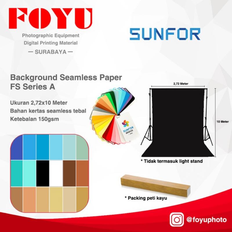 Jual Background Paper Kertas Polos Seamless Sunfor Uk. 2.7x10 M FS ...