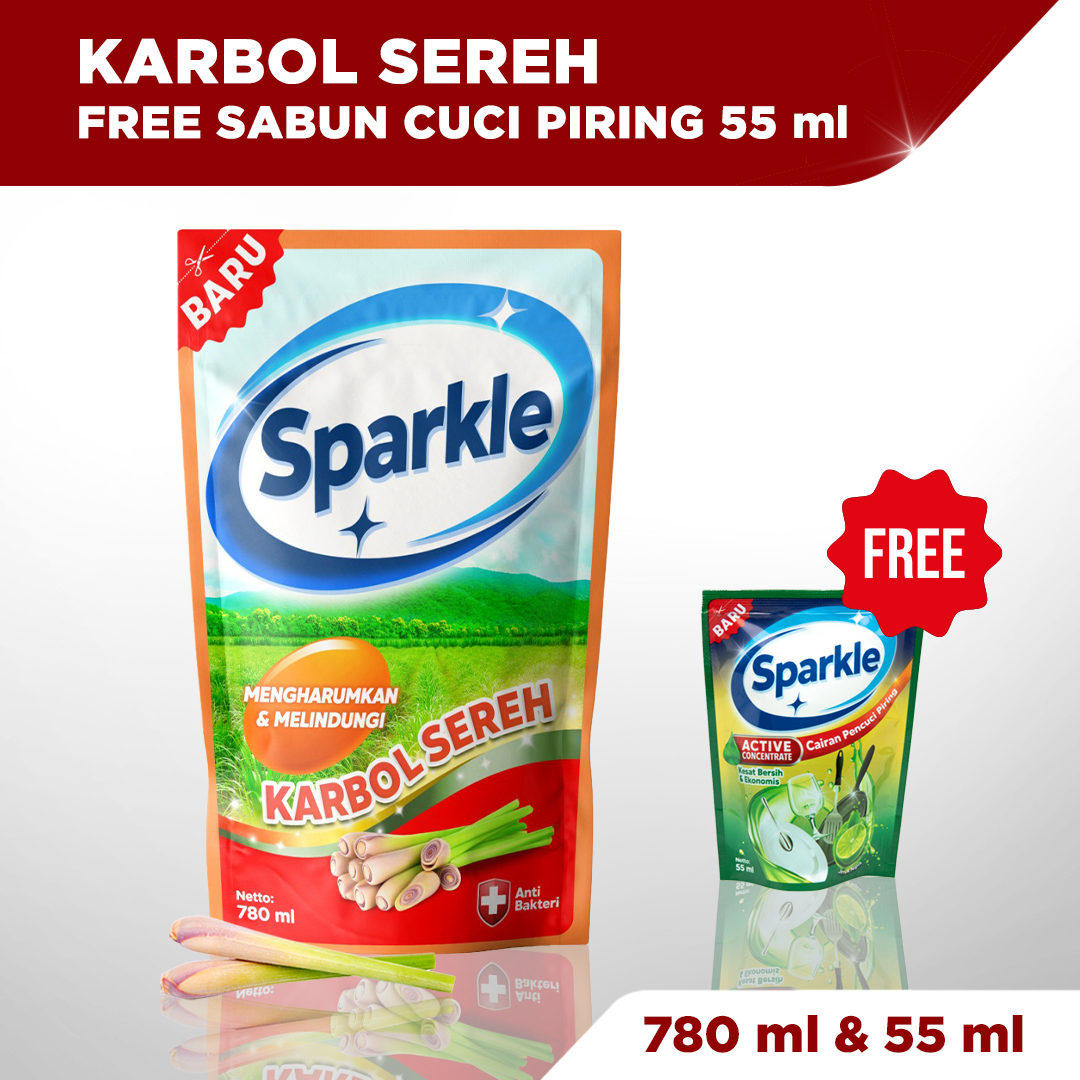 Jual Sparkle Karbol Sereh Cairan Pembersih Lantai [780ml] Free Sabun ...