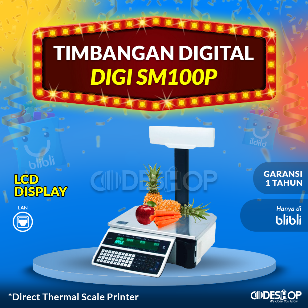 Jual PROMO TIMBANGAN BUAH SAYUR PRINT LABEL HARGA DIGI SM100 P - DIGI ...