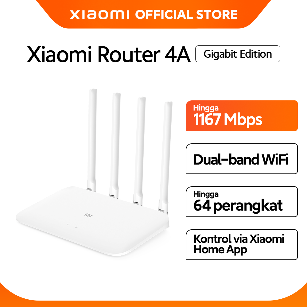 Jual Xiaomi Official Mi Router 4a Dual-core Full Gigabit 4 Antena Tingkat Tinggi Memori 128mb ...