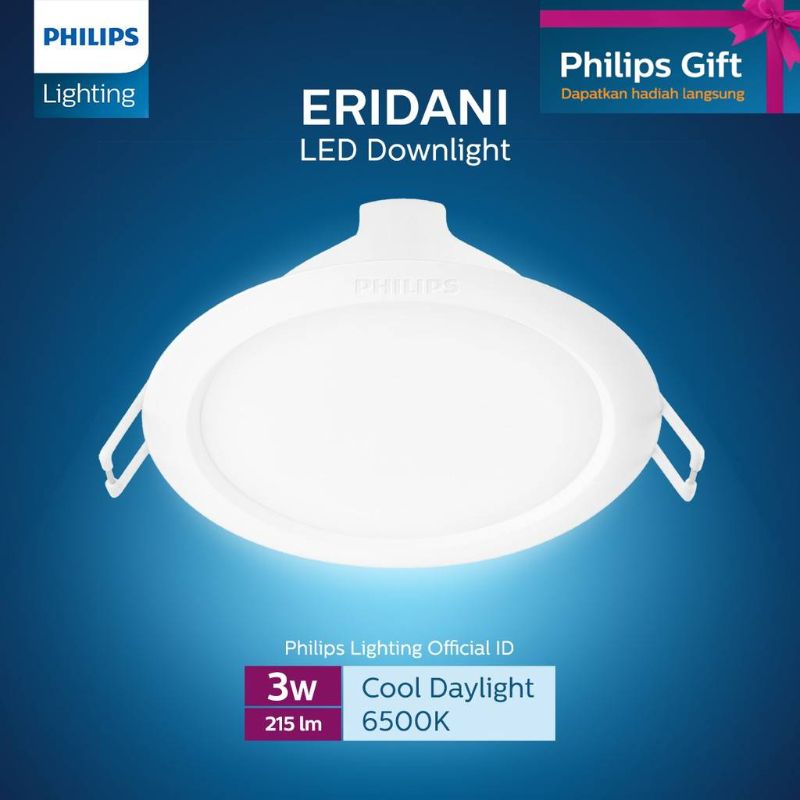 Jual Philips Downlight ERIDANI 080 3W 65K WH Recessed LED Putih di ...