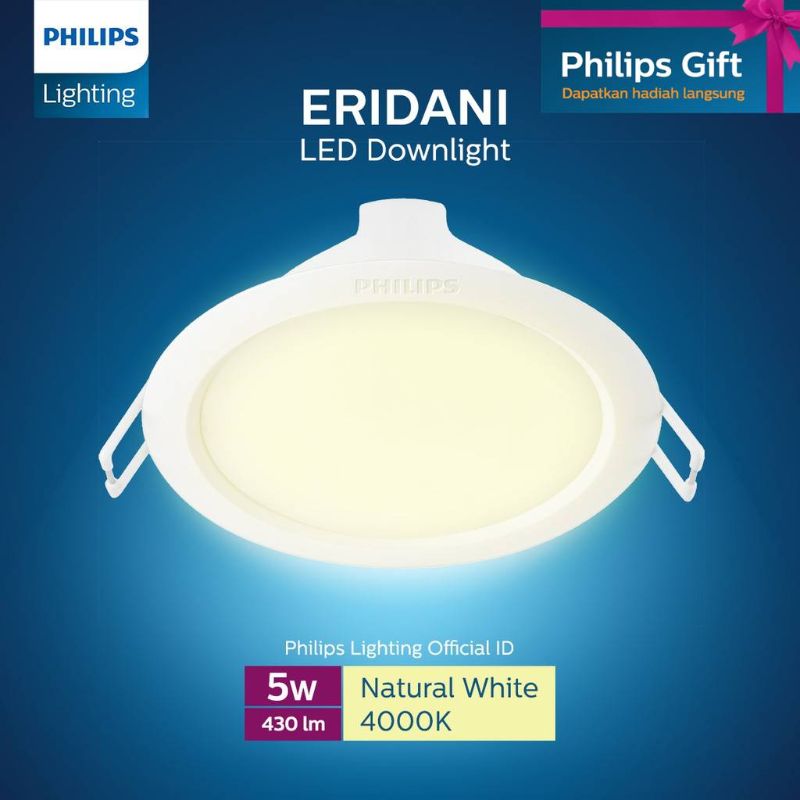 Jual Philips Downlight Eridani 100 5w 40k Wh Recessed Led Natural Di ...