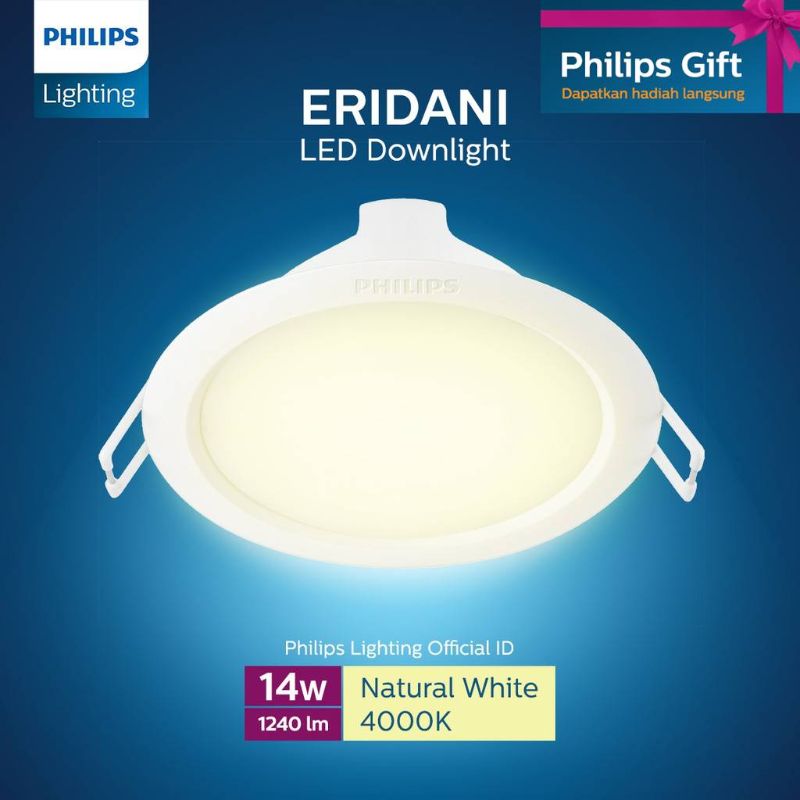 Jual Philips Downlight ERIDANI 200 14W 40K WH Recessed LED Natural di ...