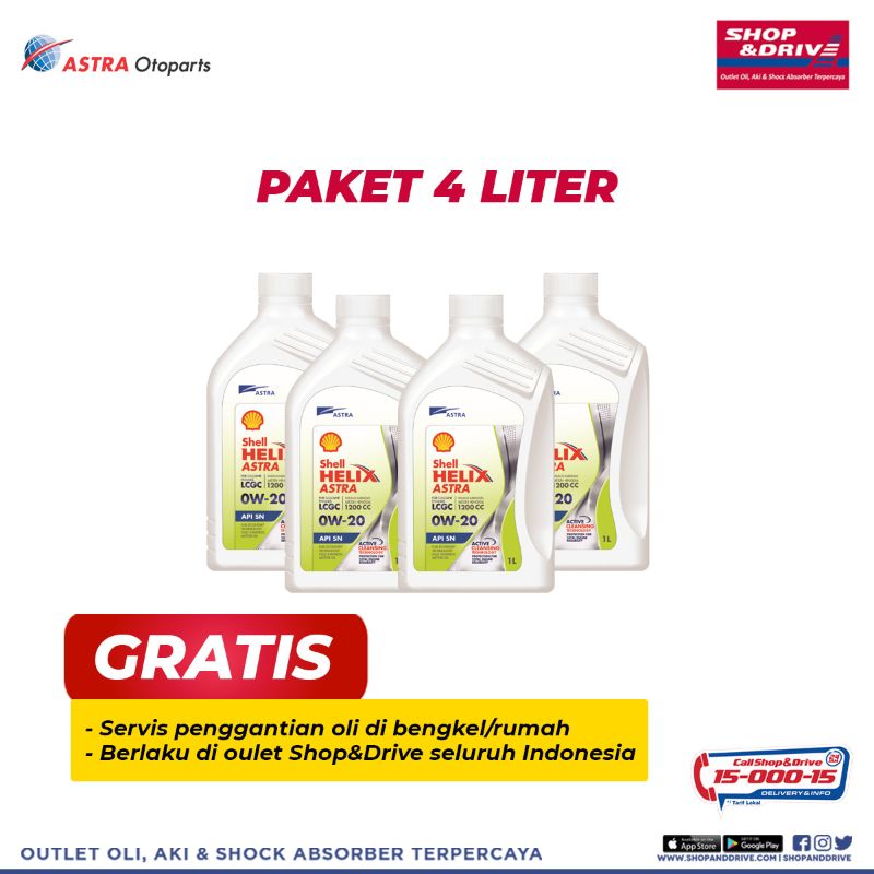 Jual Shell Helix Astra 0w20 Lcgc [4 L, Gratis Pasang Di Bengkel / Rumah ...
