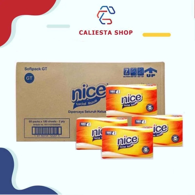 Promo Nice Facial Tissue 180 Sheets - 2 Ply [60 Pcs/ 1 Karton] Diskon 3 ...