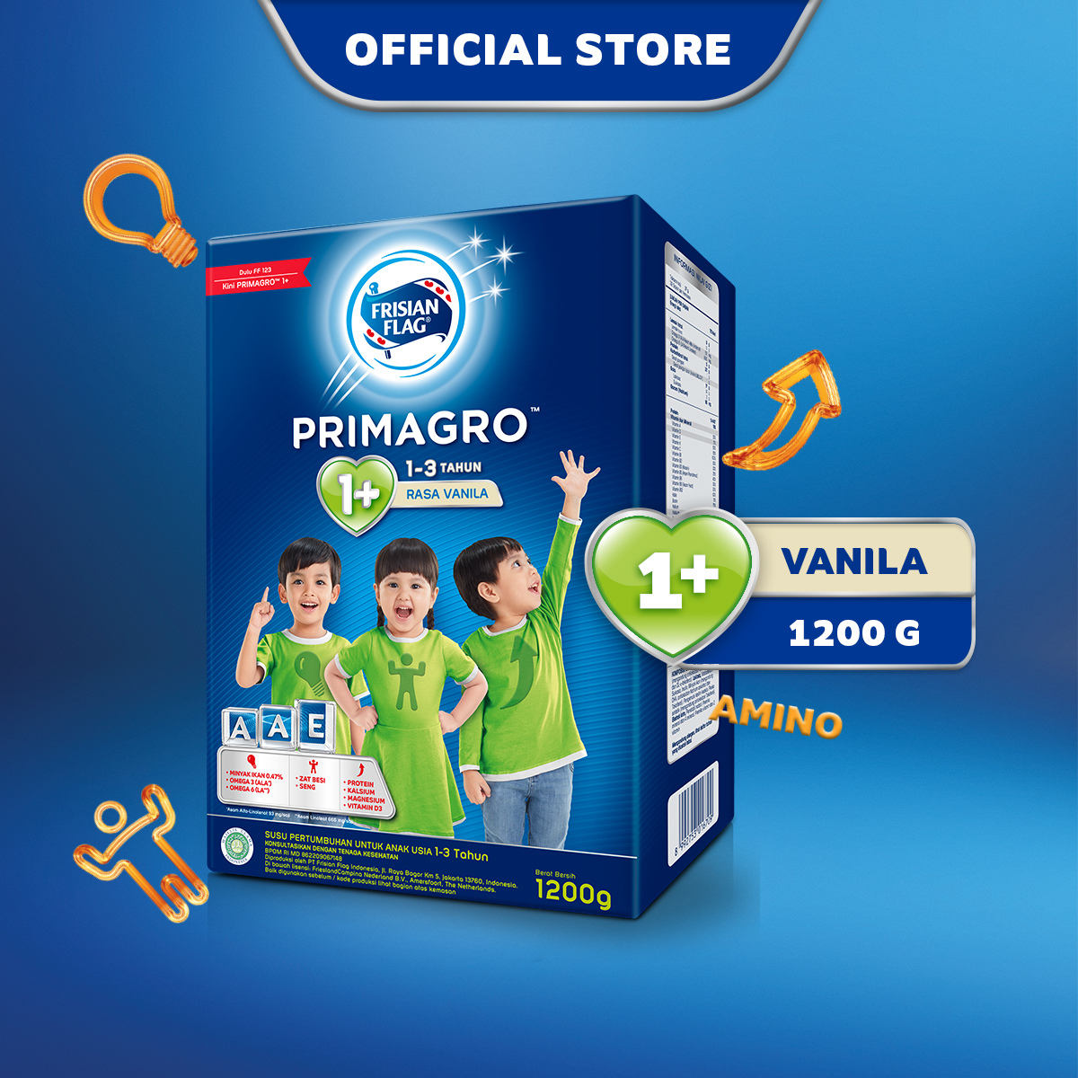 Promo FRISIAN FLAG Primagro 1+ Vanilla 1200 gr (1-3 tahun) Susu Formula ...