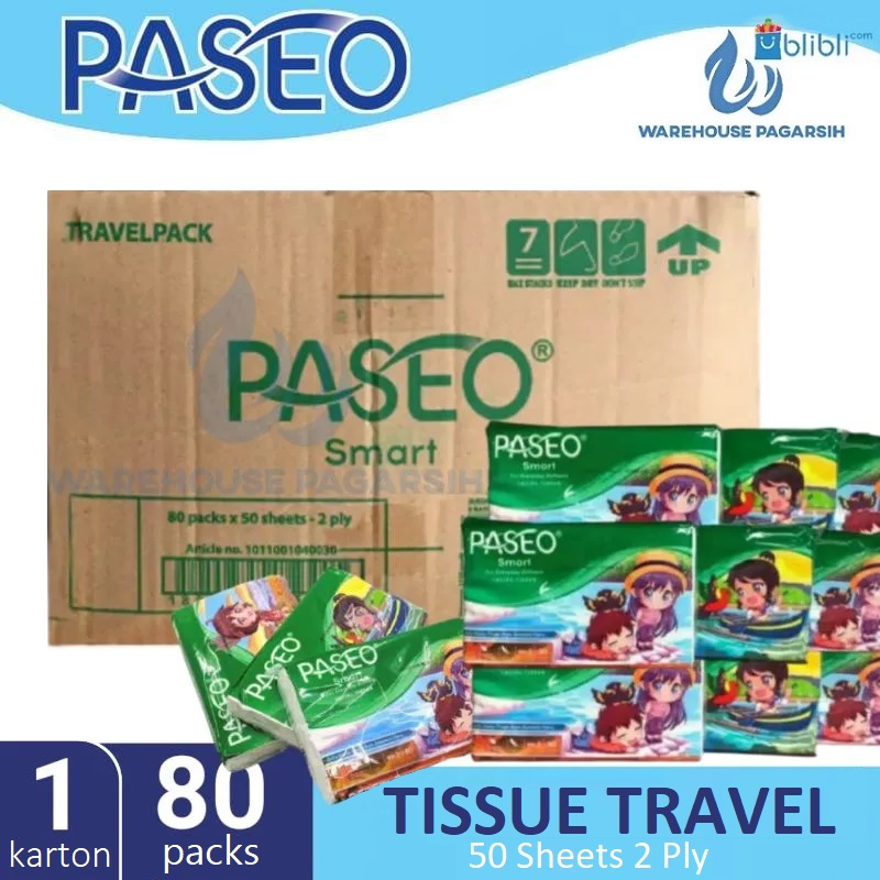 Promo Paseo Smart Travel Pack Facial Tissue 50 Sheets Putih - 2 Ply [80 ...
