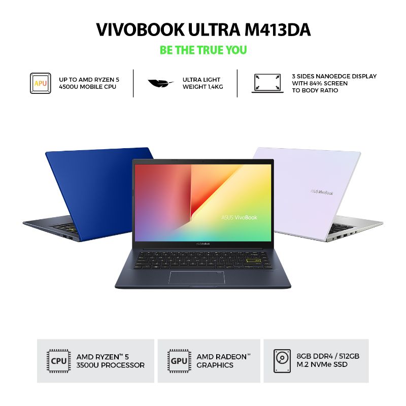 Jual Asus M413DA-VIPS552 Notebook - Silver [R5-3500U / 8GB / 512GB SSD ...