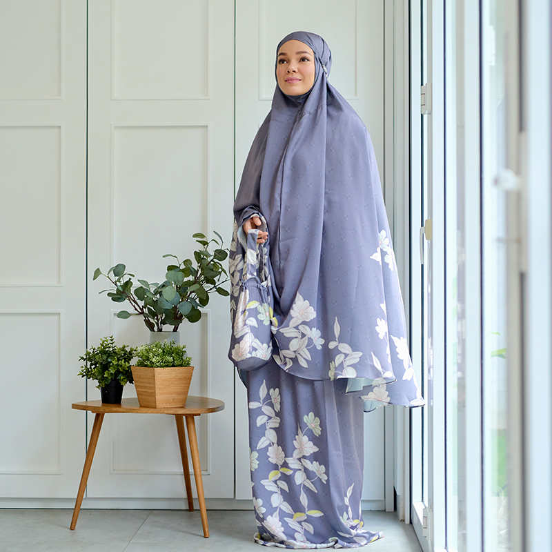 Jual DOA Indonesia Signature Prayer Robe Extended Mukena Wanita - Grey ...