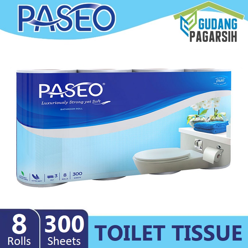 Jual Paseo Elegant Core Non Emboss Toilet Tissue Roll 300 Sheets [8 ...
