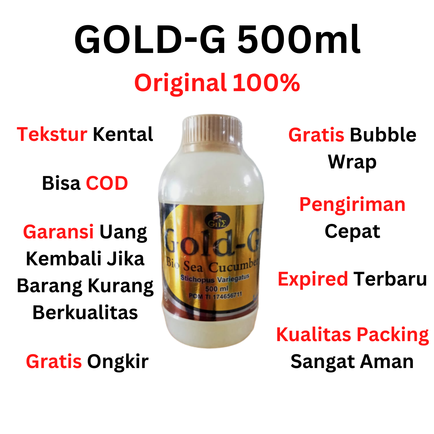 Jual Gold G 500ml Jelly Gamat Bio Gold G Sea Cucumber 500 Ml 500ml Asli ...