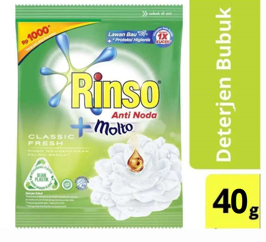 Promo Rinso Anti Noda Molto Powder Detergen Classic Fresh 38 G [6 ...