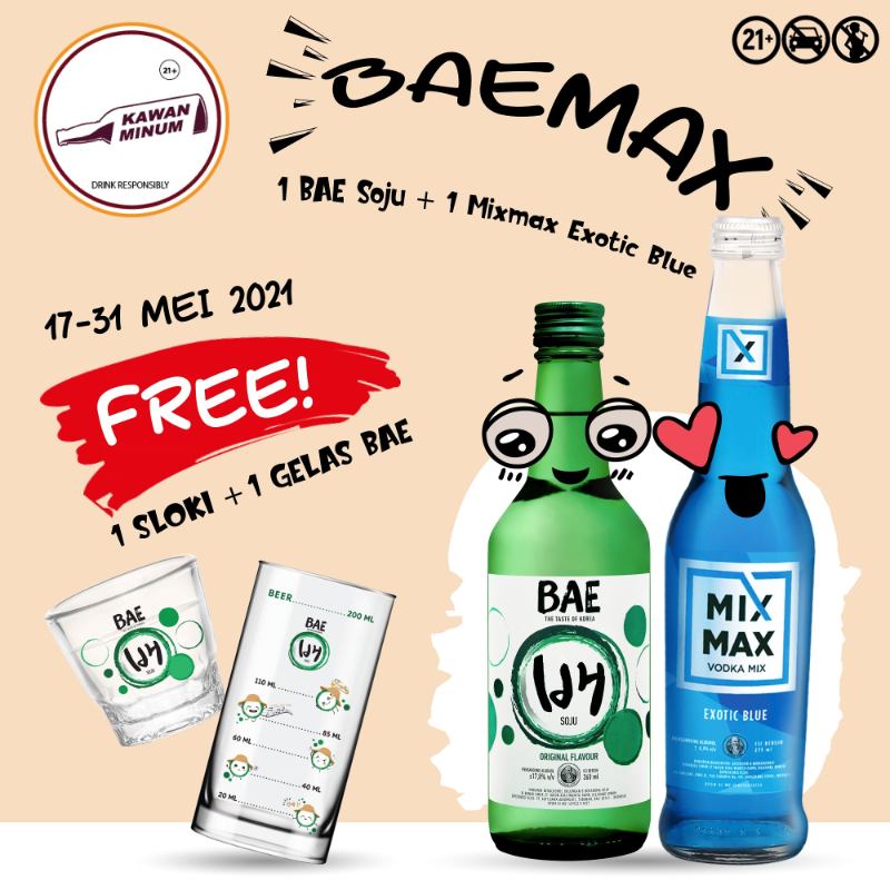 Jual BAEMAX (BAE Soju + MIX MAX Exotic Blue) FREE Gelas & Sloki di ...