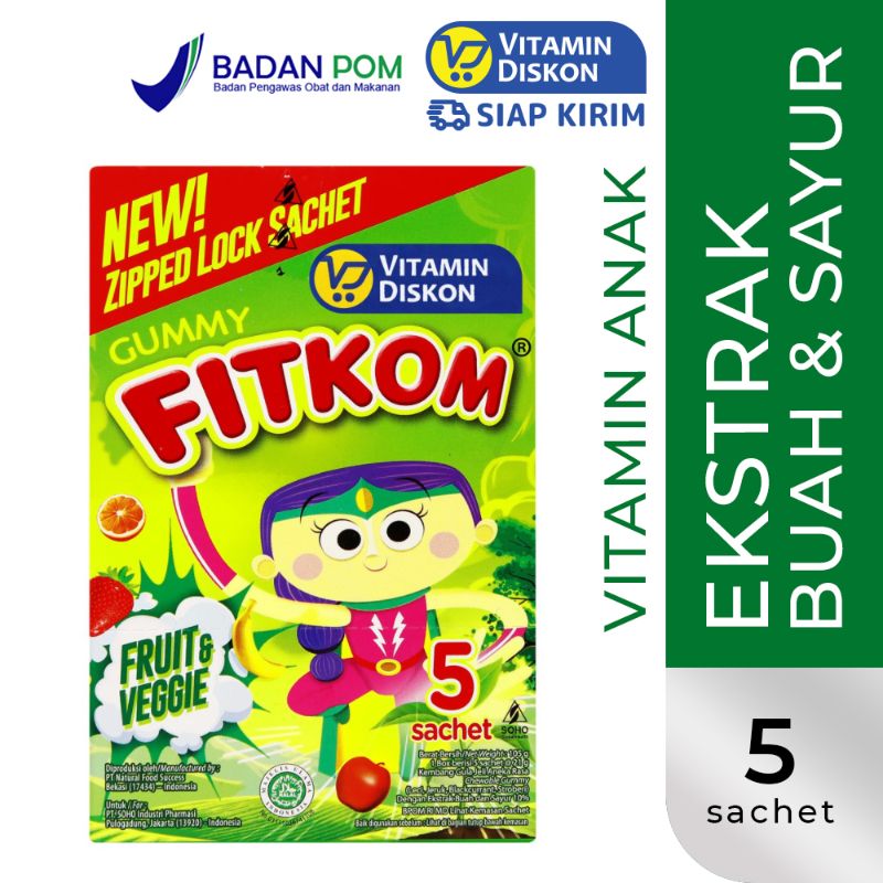 Promo FITKOM GUMMY FRUIT AND VEGGIE 5 SACHET Diskon 31% di Seller ...