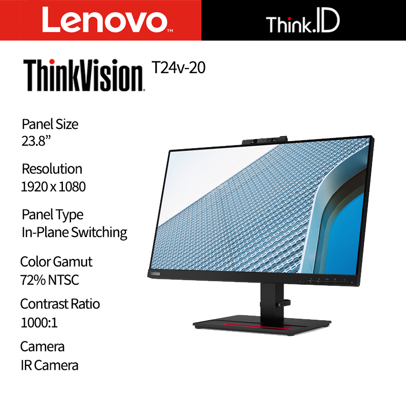 Jual Monitor Led Lenovo Thinkvision T24v-20 23.8ips Webcam 1920x1080 Di ...