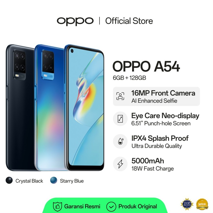 Jual OPPO A54 Smartphone [128GB/ 6GB] - STARRY BLUE di Seller ...