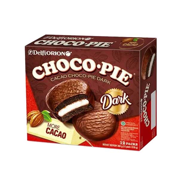 Jual DELFI ORION CHOCO PIE DARK CACAO 12 PCS X 30 GR - PAI COKELAT di ...