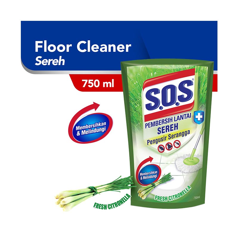 Jual SOS Sereh Refill Pembersih Lantai [750 mL] di Seller Buana ...