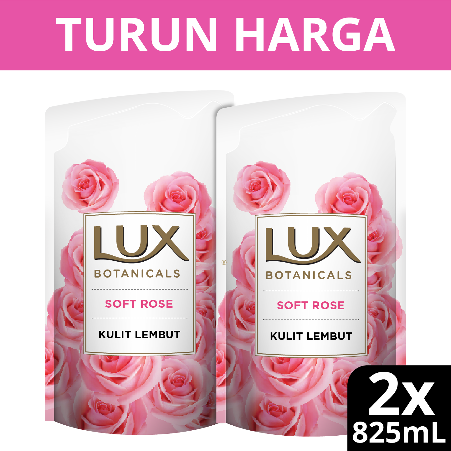 Promo Lux Botanicals Soft Rose Body Wash Pouch 825 mL Twin Pack [2 Pcs] Diskon 23% di Seller ...