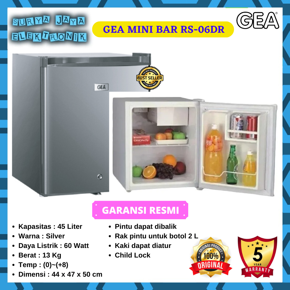 Jual GEA Mini Bar RS-06DR Kulkas Portable [Stainless Steel] di Seller ...