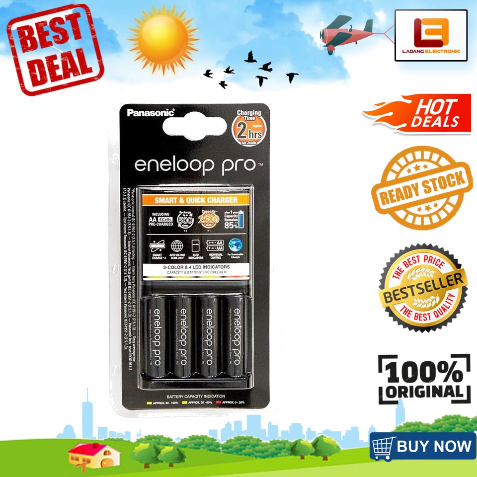 Promo Panasonic Eneloop Pro Smart And Quick Charger With 4x Aa Baterai