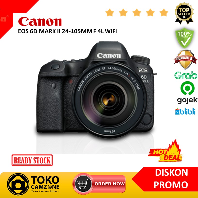 Promo Tokocamzone - Canon EOS 6D Mark II kit 24-105mm F-4 Wifi Kamera ...