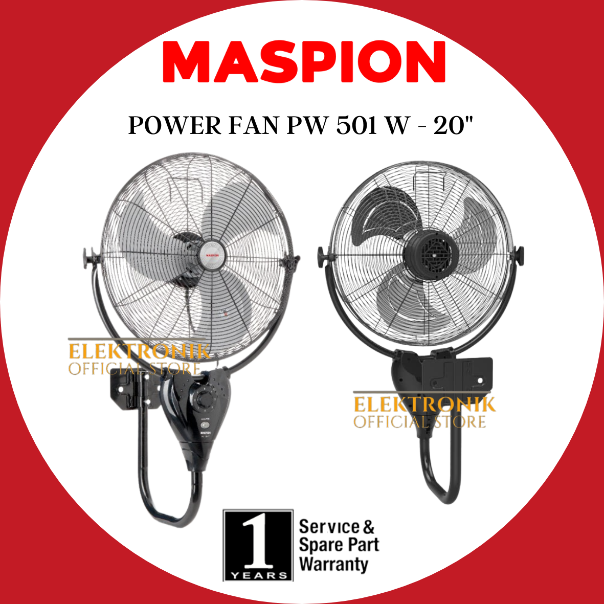 Jual Maspion PW-501 Power Wall Fan - Hitam [20 Inch] di Seller ...
