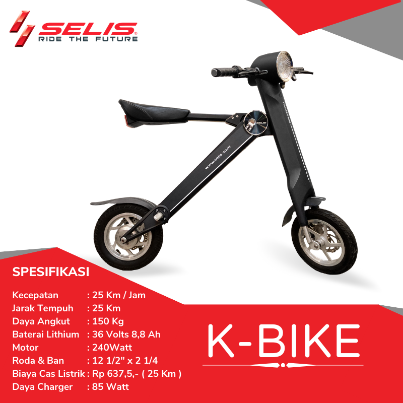 Jual Selis K-Bike Sepeda Listrik - Black [Free Ongkir Seluruh Pulau ...