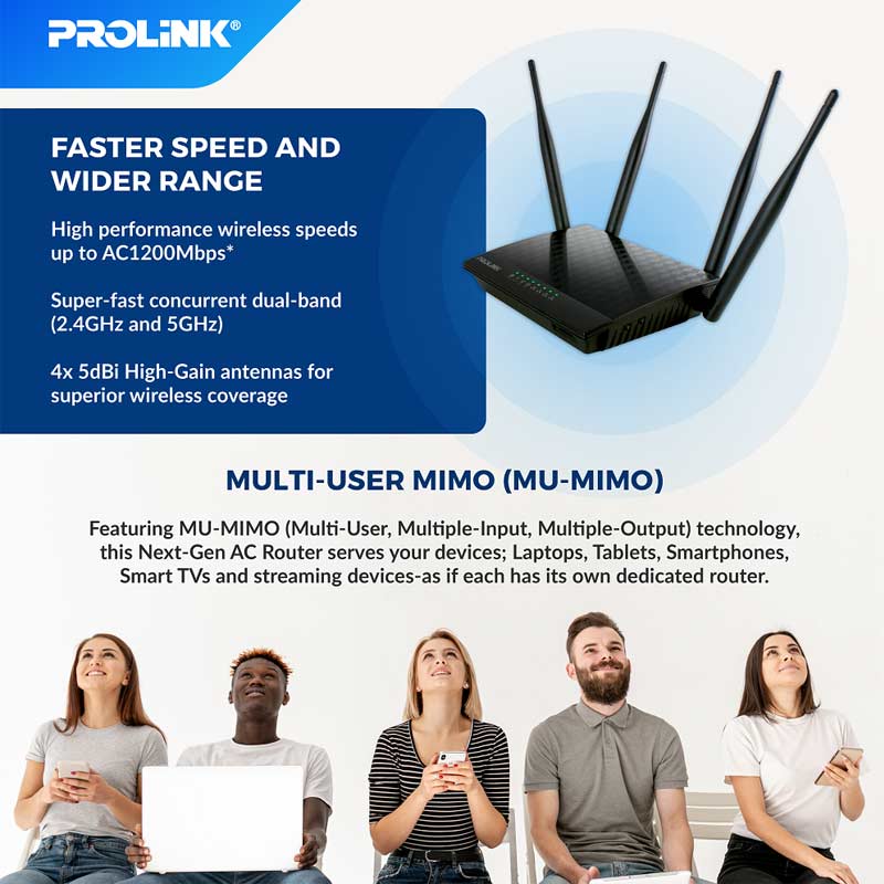 Jual Prolink Prc3801 Wireless Ac 1200 Mu-mimo Dual-band Gigabit Router ...