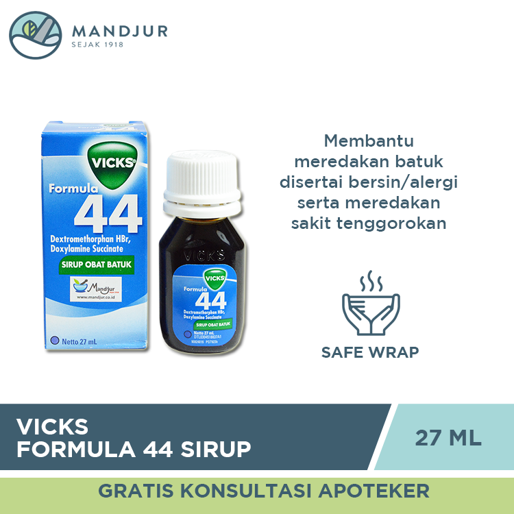 Jual Vicks Formula 44 Sirup Obat Batuk [27 mL] di Seller Apotek Mandjur ...