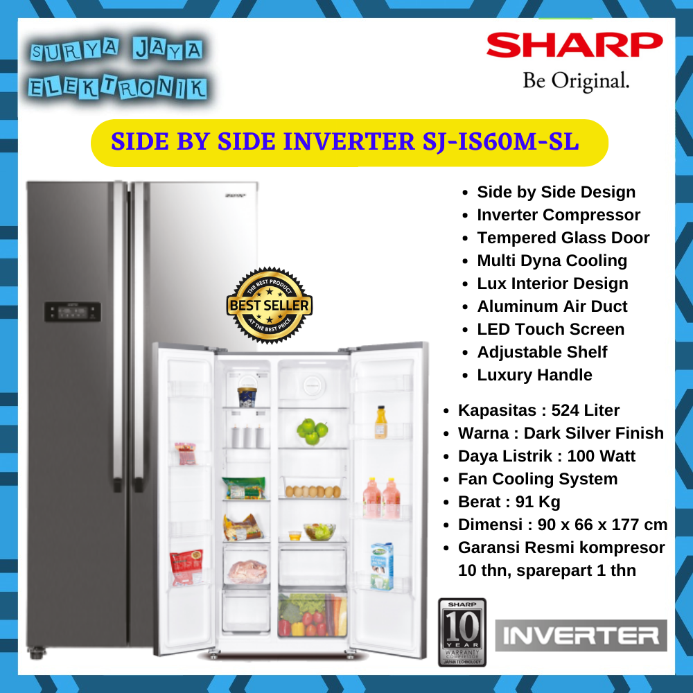 Jual Promo Kulkas Sharp Sj-is 60m-sl. Kulkas Side By Side Sharp.new. Di ...
