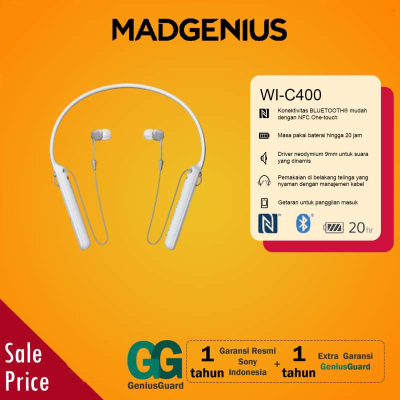 Jual Sony Original WI-C400 White Wireless Bluetooth Behind-Neck In Ear ...