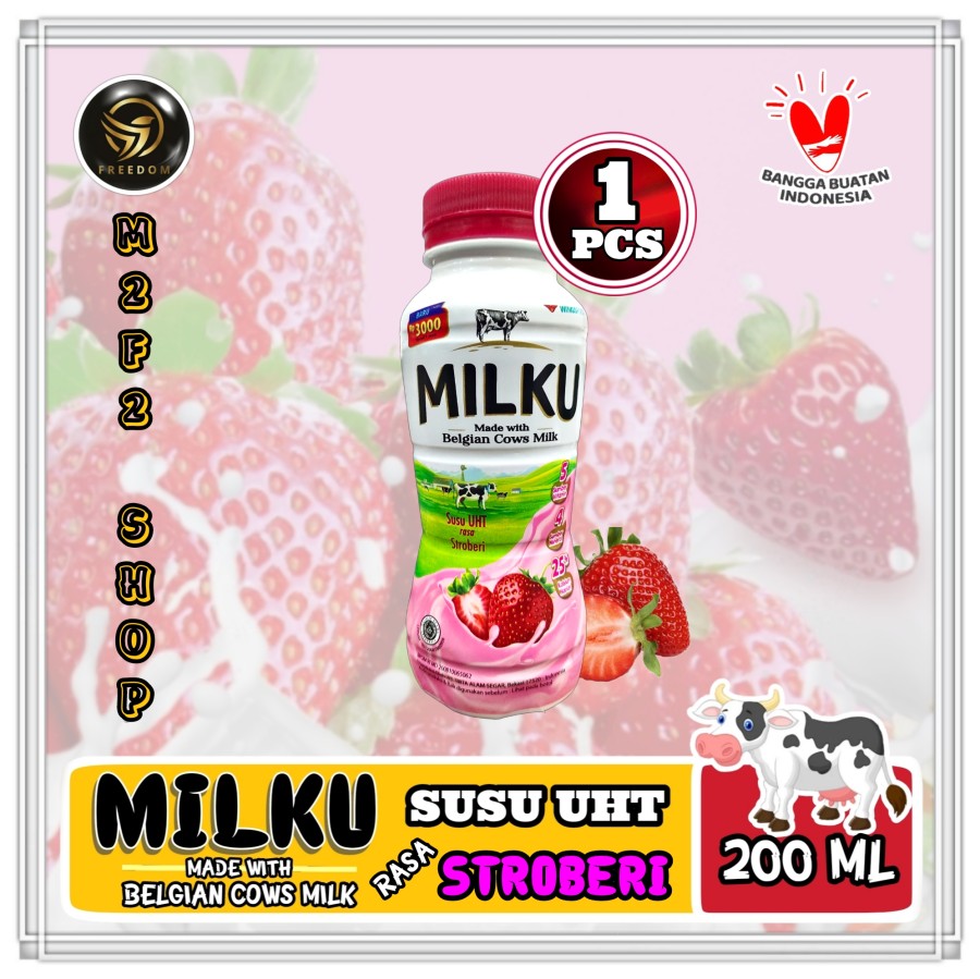 Promo Susu Milku Rasa Stroberi UHT Botol Plastik Pet - 200 ml (Kemasan ...