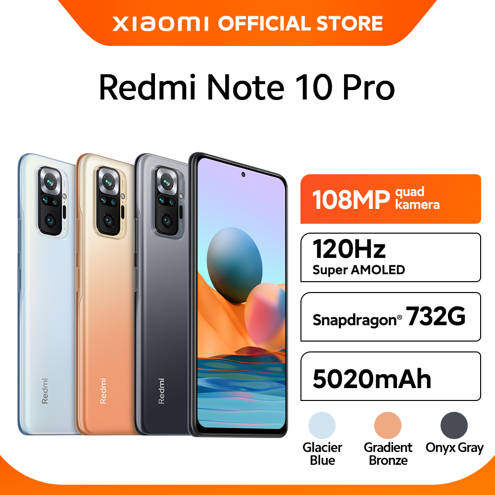 Promo Xiaomi Official Redmi Note 10 Pro (6/128GB) AMOLED 6.67 108MP ...