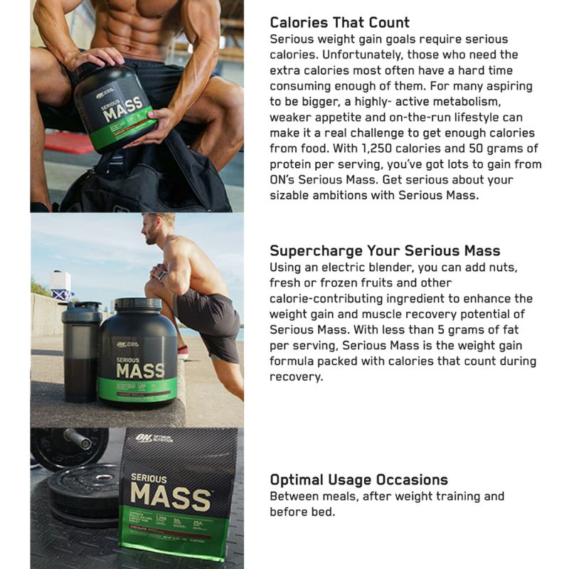 Jual Optimum Nutrition Serious Mass 12 Lb Vanilla Di Seller Optimum ...