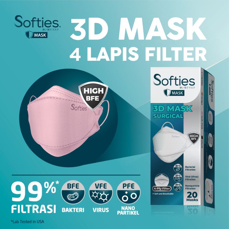 Promo Softies Surgical 3d Mask Pink [20's] Diskon 83% Di Seller Softies ...
