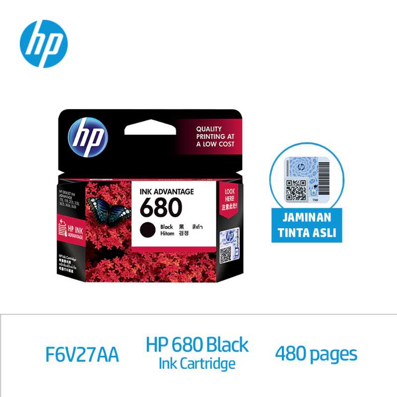 Promo Hp 680 Black Original Ink Advantage Cartridge Diskon 34% Di ...