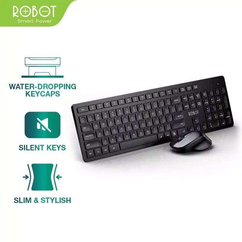 Jual ROBOT KM4000 Wireless Keyboard and Mouse Combo Silent Key Black di ...