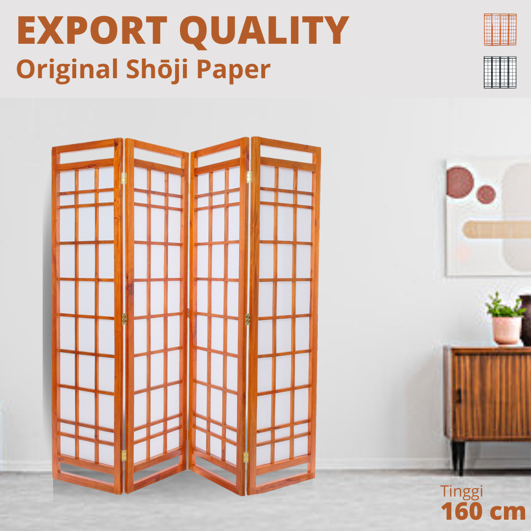 Jual Sekat Shoji 4 Panel Natural Japanese Screen Panel Pembatas Ruangan ...