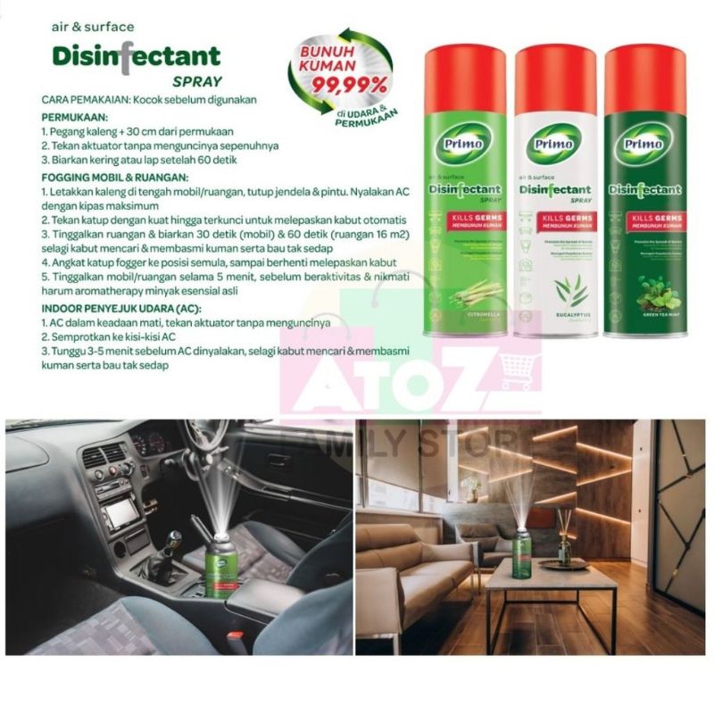 Jual Primo Green Tea Mint Air & Surface Disinfectant Spray Fogger [500 ...