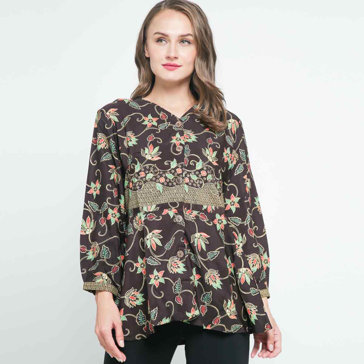 Jual Batik Adikusuma 212423089 Blouse Batik Kembang Warna Wanita - Cokelat - L di Seller Batik ...
