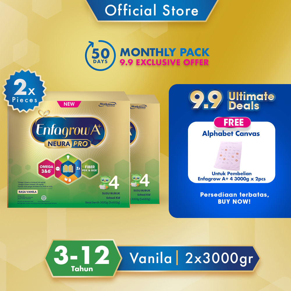 Jual Buy 2 Enfagrow A+ 4 Susu Formula Vanila [3000 g] + Free Alphabet ...