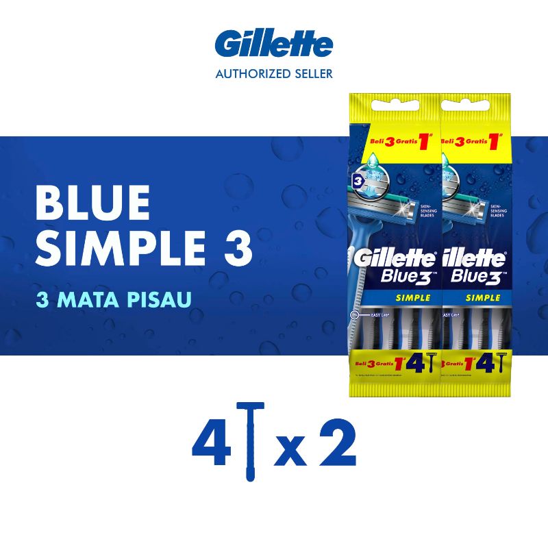 Jual Gillette Blue 3 Simple Pisau Cukur [4s/ 2 pcs] di Seller P&G PC ...